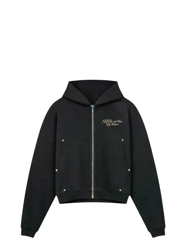 ROUGH. Embellished Zip-up Hoodie - Black