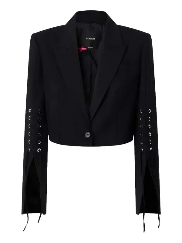 Pinko Cropped Lace-up Jacket - Black