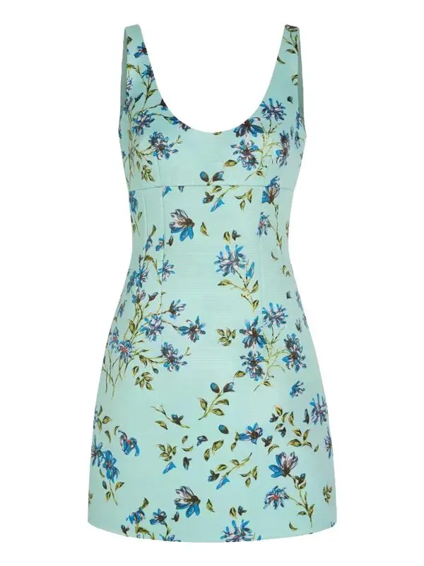 EMILIA WICKSTEAD Sleeveless Floral Print Mini Dress - Blue