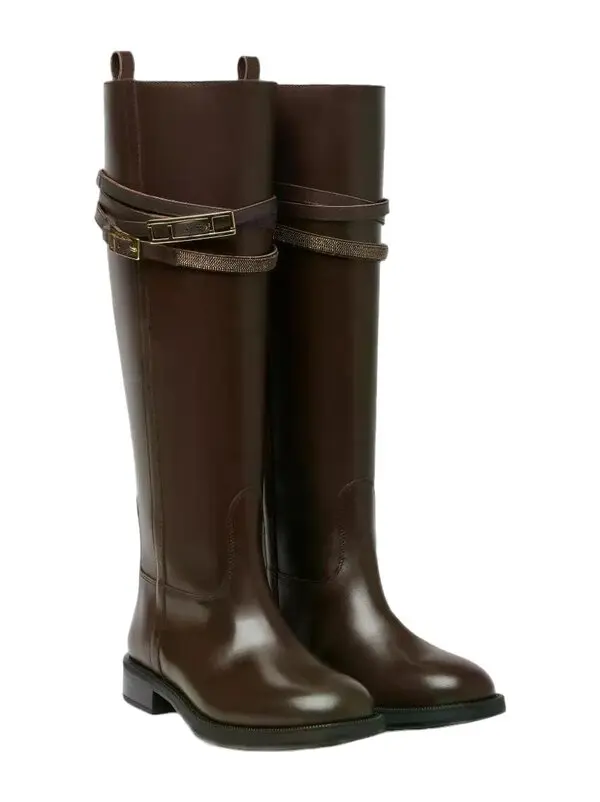 Fabiana Filippi Buckle-strap Leather Knee-high Boots - Brown