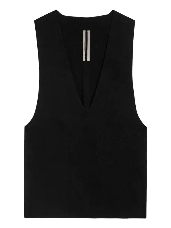 Rick Owens V-neck Knitted Sleeveless Top - Black