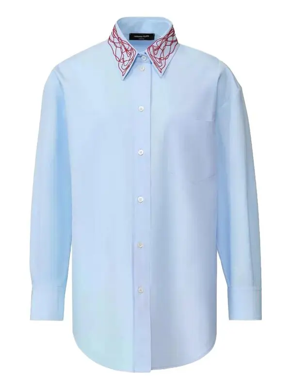 Fabiana Filippi Embellished Collar Poplin Shirt - Blue