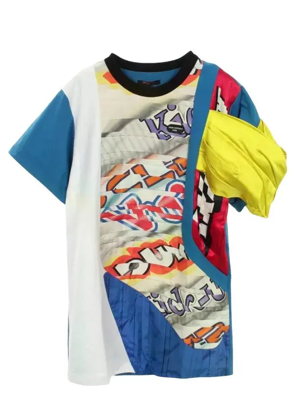 LOUIS VUITTON Color-block Graffiti Print Mini Dress - Blue