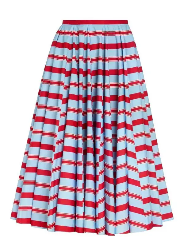 EMILIA WICKSTEAD Bayadere-stripe Pleated Midi Skirt - Blue