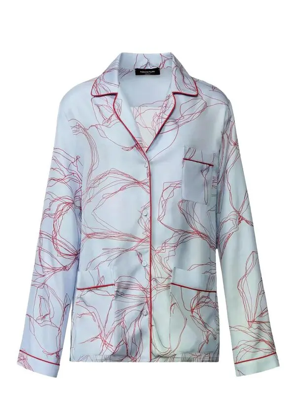Fabiana Filippi Floral Print Shirt With Piping Detail - Blue