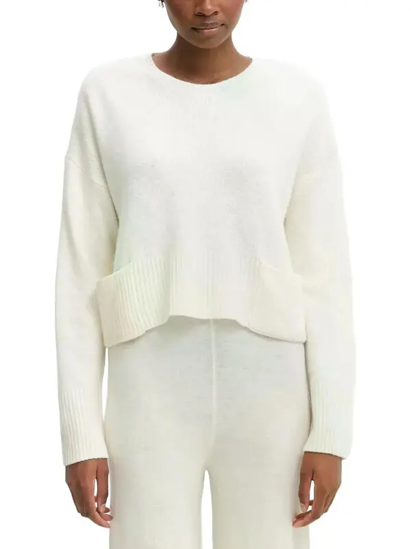 BENETTON Ribbed-trim Drop-shoulder Sweater - White