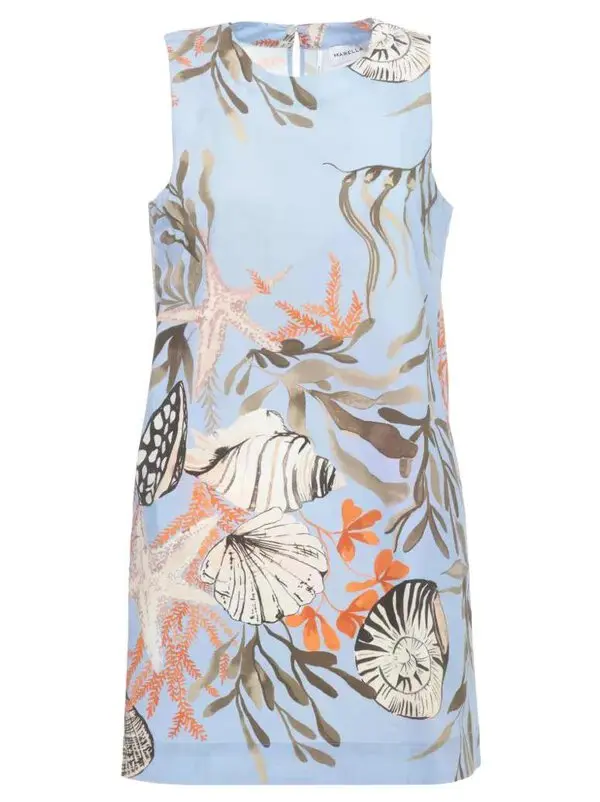 Marella Sultano Seashell Print Sleeveless Mini Dress - Blue