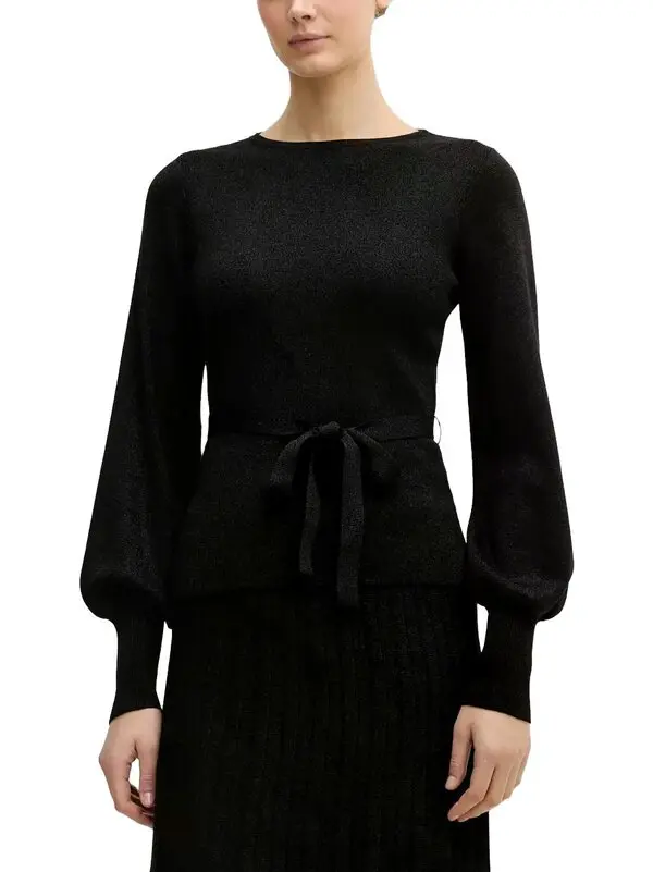 BENETTON Belted Balloon-sleeve Sweater - Black