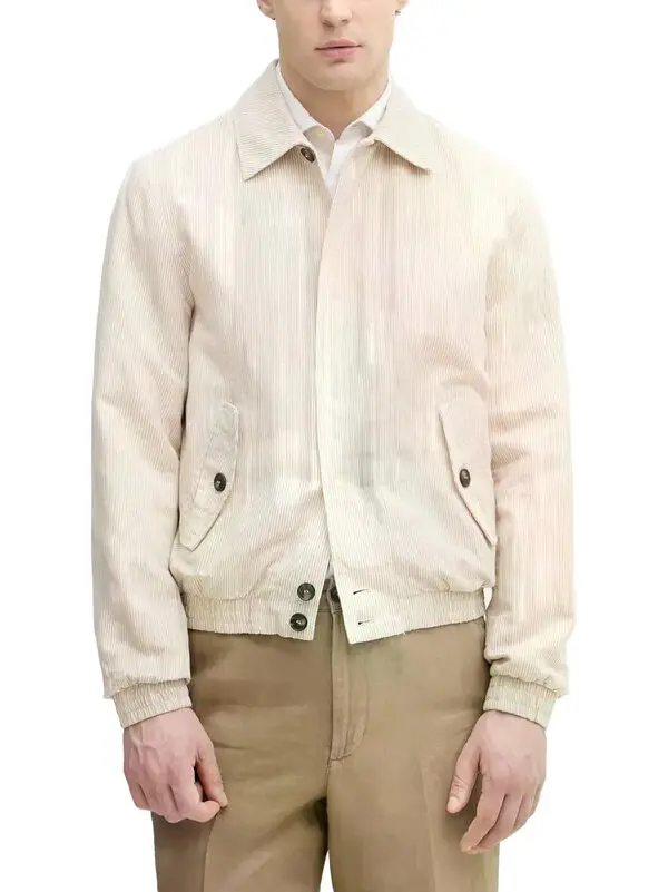 BENETTON Linen-blend Vertical Stripe Jacket - Neutrals