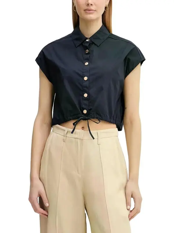 GAUDI Cropped Shirt With Drawstring Hem - Blue