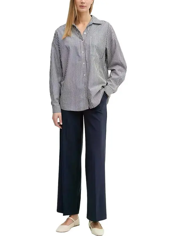 BENETTON Navy Pressed Crease Wide-leg Trousers - Blue