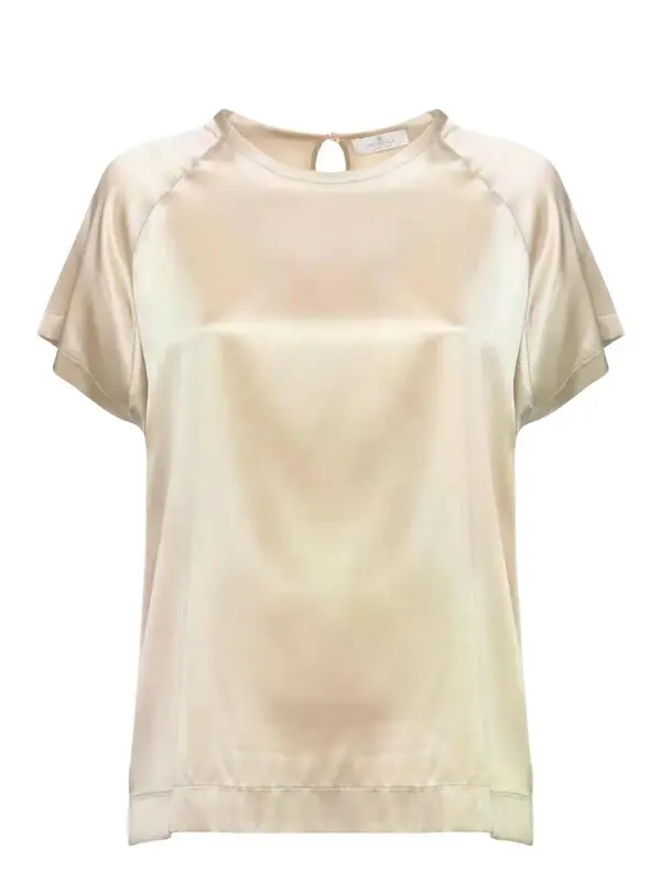 PANICALE Raglan Sleeve Top With Keyhole Detail - Neutrals