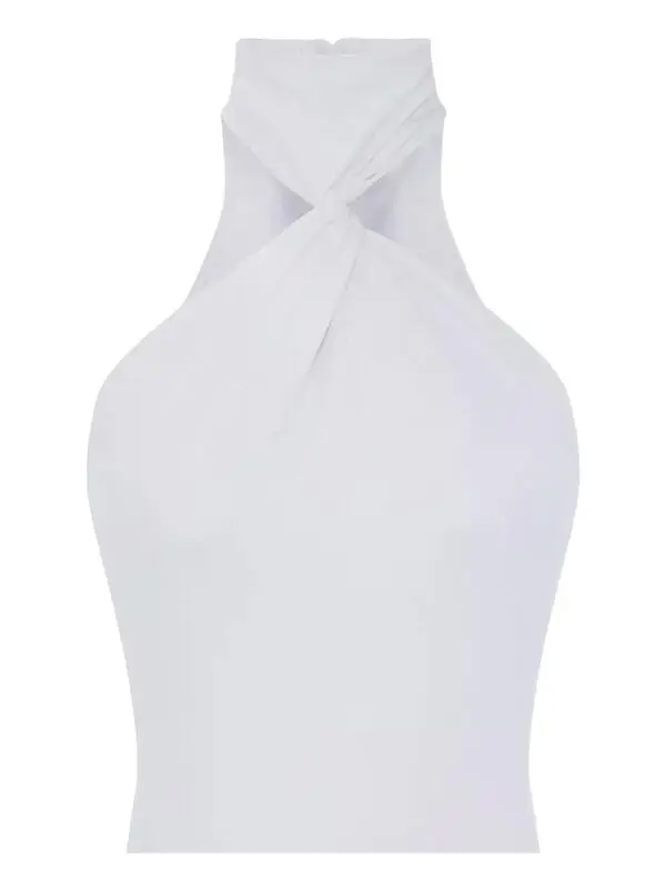 Elisabetta Franchi Twist Detail Mock Neck Bodysuit - White