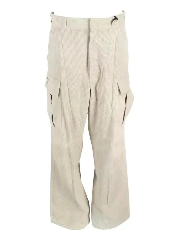 Prada Corduroy Wide Leg Cargo Pants - Neutrals