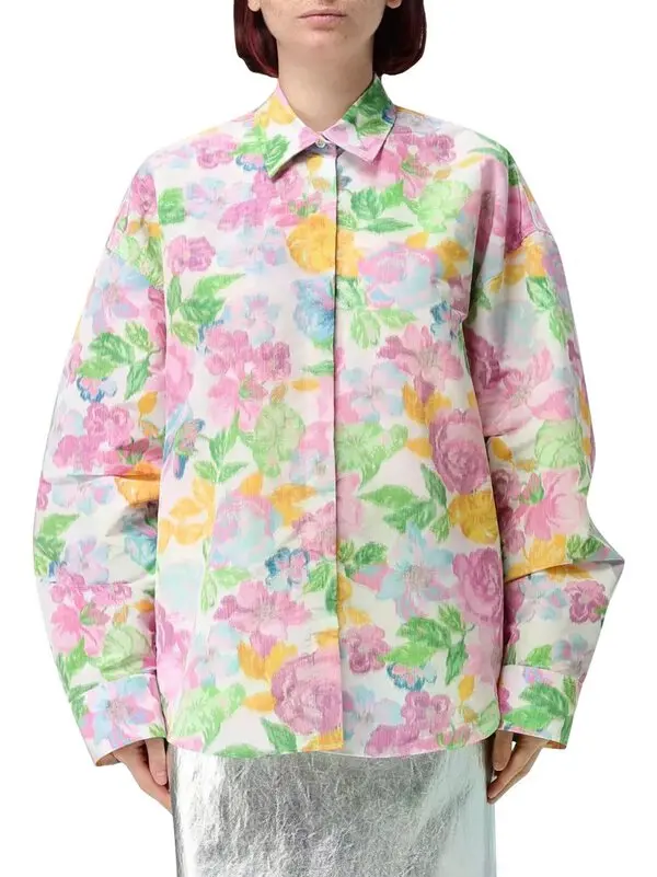 MSGM Floral Print Cotton Shirt - White