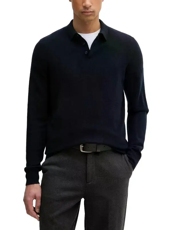 From Future Long-sleeve Polo Sweater - Blue