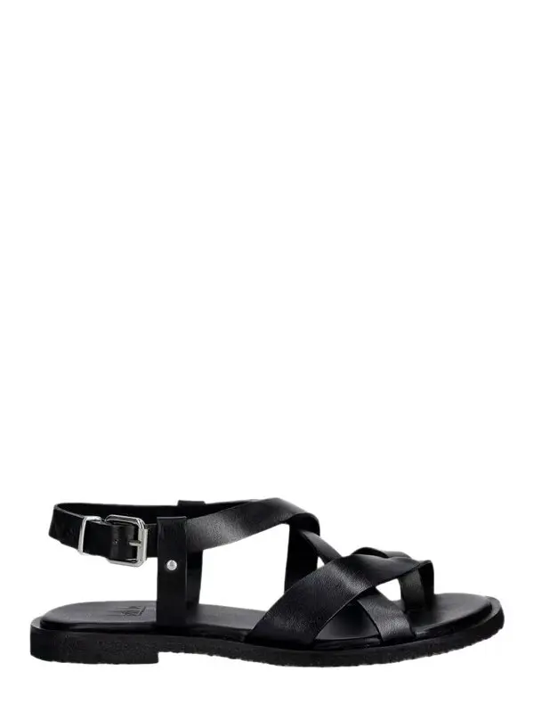 BILLI BI Crossover Strap Flat Sandals - Black