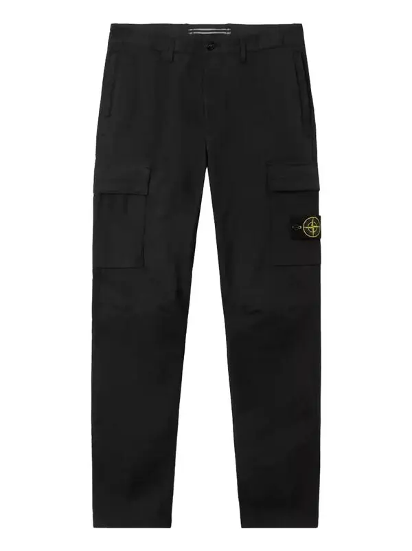 Stone Island Logo Patch Cargo Pants - Black
