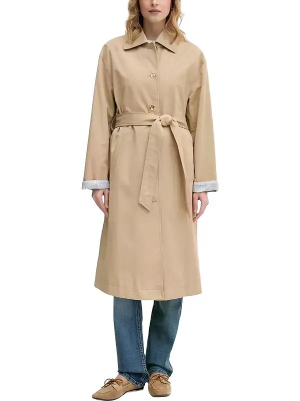 BENETTON Belted Button-down Trench Coat - Neutrals
