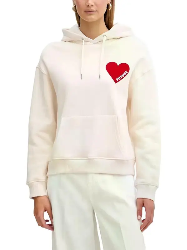From Future Heart-print Drawstring Hoodie - Neutrals