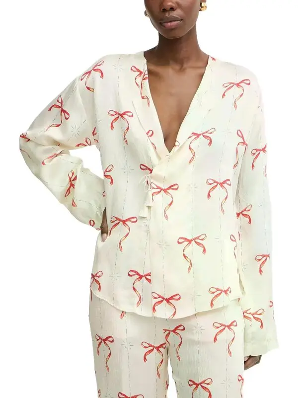 FORTE_FORTE Le Noeud D'argent" Wrap Top - Neutrals