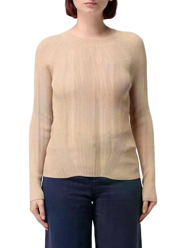 Emporio Armani Ribbed Knit Raglan Sleeve Sweater - Neutrals