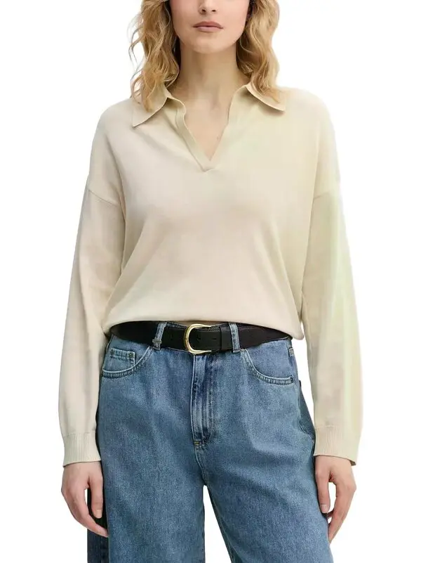 BENETTON Polo Collar Sweater - Neutrals