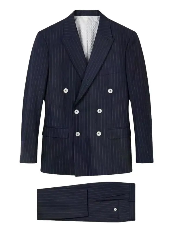 RAMON SANJURJO Pinstripe Double-breasted Suit - Blue