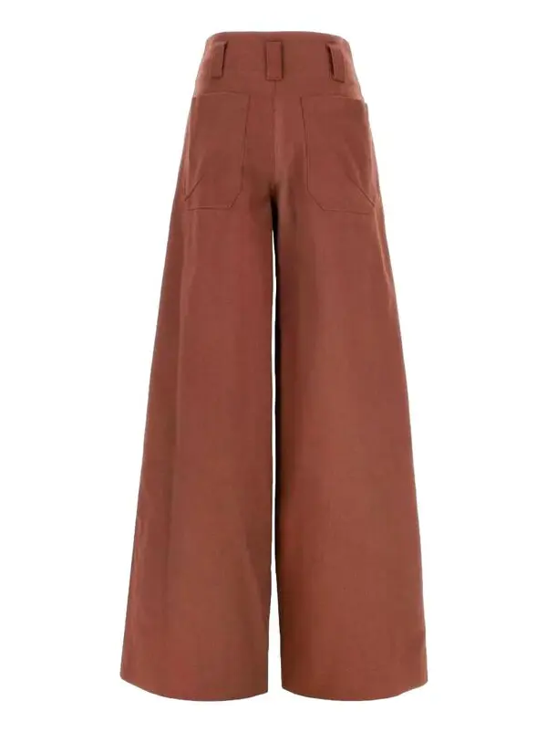 Chloé Pleated Wide-leg Trousers - Brown