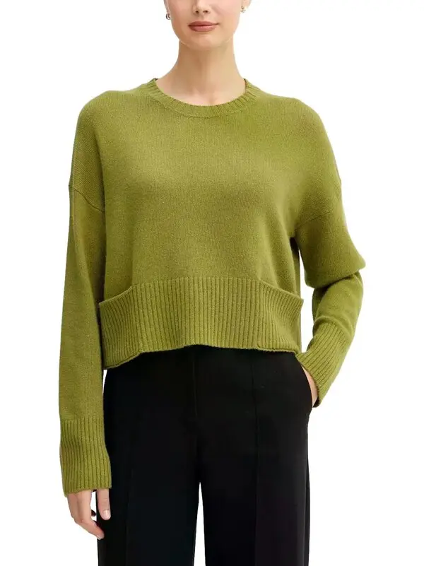 BENETTON Ribbed Knit Crew Neck Sweater - Green