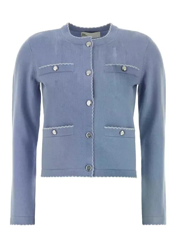 Tory Burch Kendra Scalloped Wool Cardigan - Blue