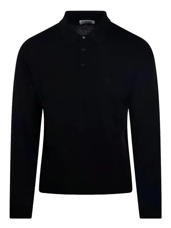 ROBERTO COLLINA Long-sleeve Polo Collar Sweater - Black