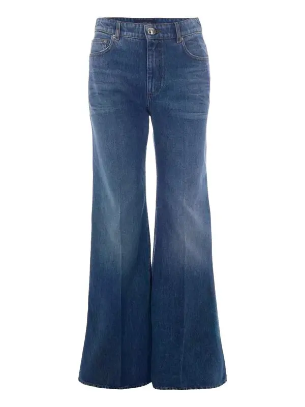 Sportmax Logo-patch Flared-leg Jeans - Blue