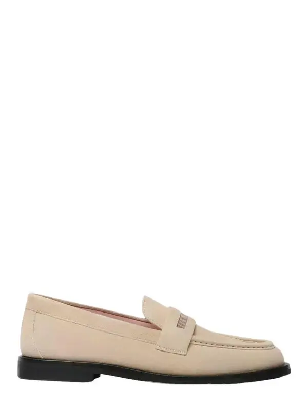 Fabiana Filippi Suede Loafers With Bead Embellishments - Neutrals