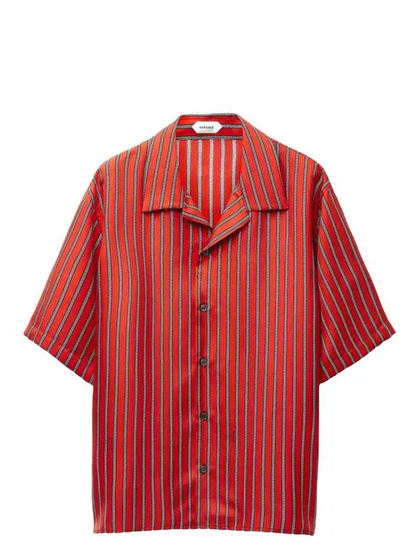 Versace Printed Silk Twill Shirt - Red