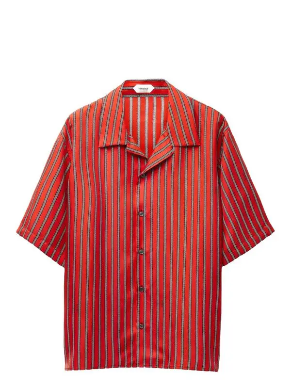 Versace Printed Silk Twill Shirt - Red