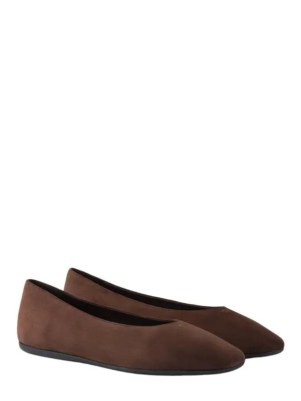 Prada Suede Ballerinas - Brown