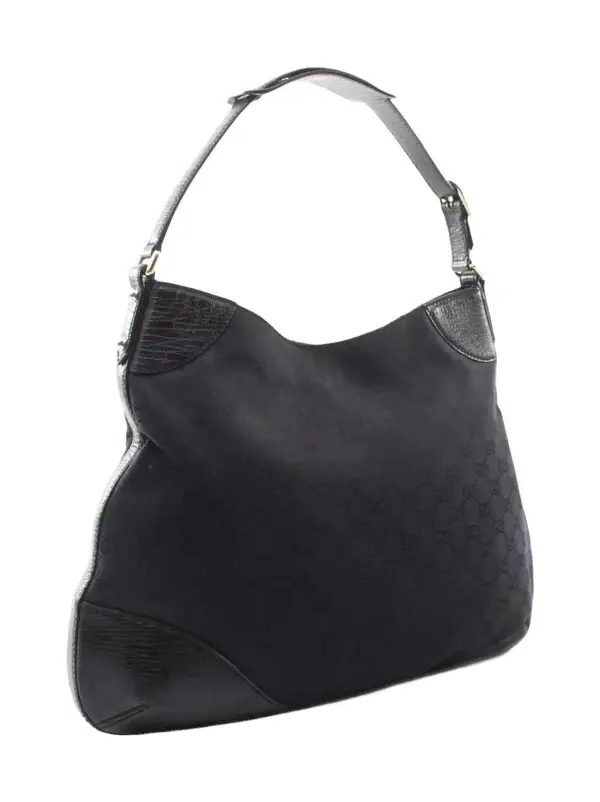 Gucci Horsebit Gg Canvas Shoulder Bag - Black