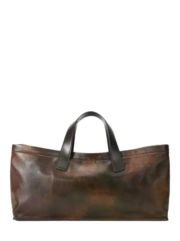 Staud Port Distressed-leather Tote Bag - Brown