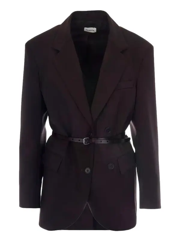 P.a.r.o.s.h Belted Double-breasted Blazer - Brown