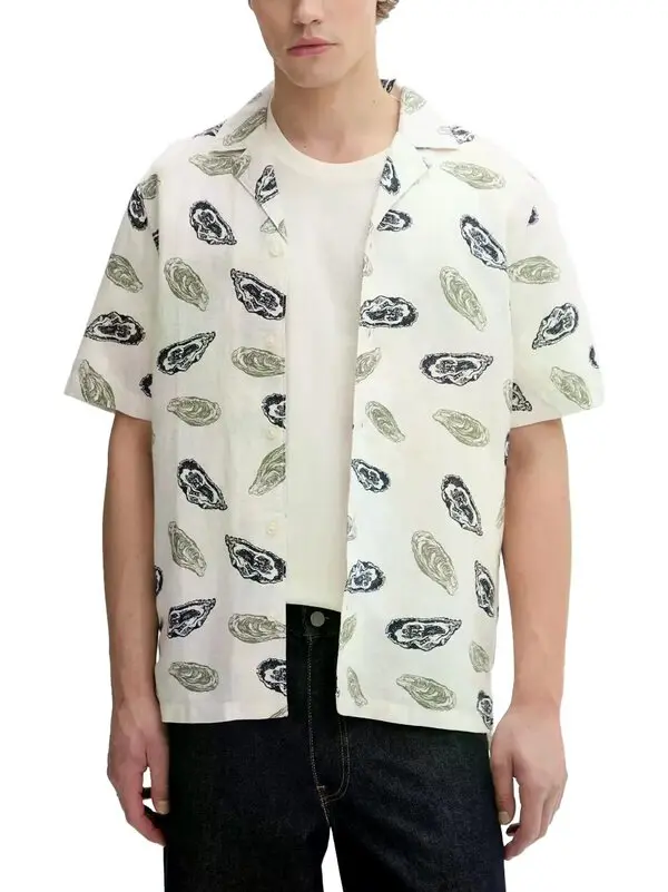 Marc O'polo Oyster-print Short-sleeve Shirt - Neutrals