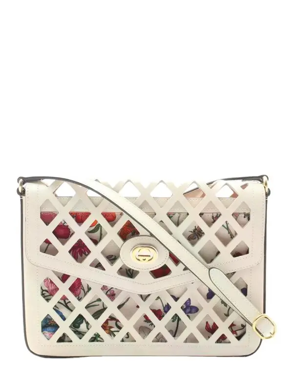 Gucci Floral Print Cut-out Shoulder Bag - Neutrals