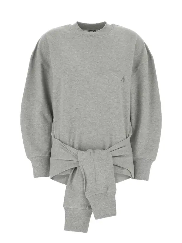 Attico Tie-waist Embroidered Sweatshirt - Grey