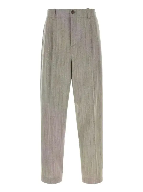 GOLDEN GOOSE Pleated Herringbone Trousers - Grey