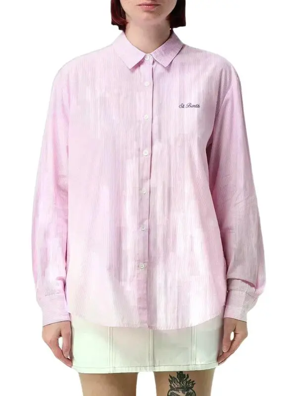 MC2 SAINT BARTH Brigitte Striped Cotton Shirt - Pink