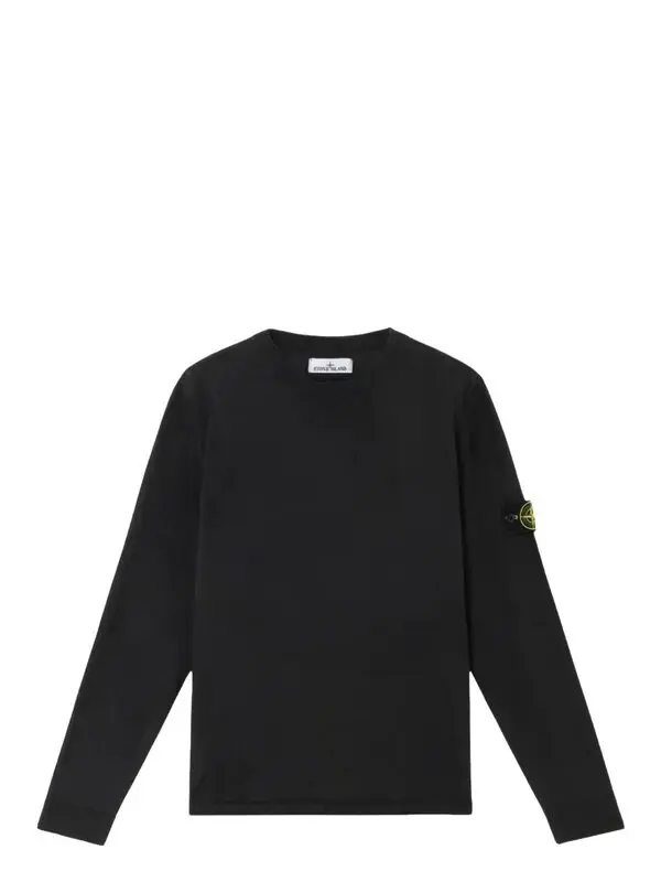 Stone Island Logo Patch Crew Neck Sweater - Black