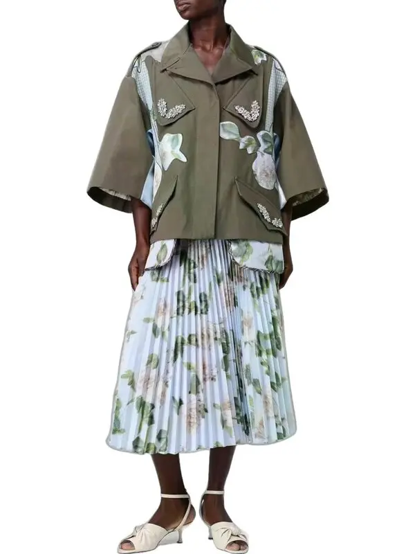 Antonio Marras Pleated Midi Skirt With Floral Print - Blue