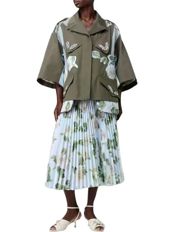 Antonio Marras Pleated Midi Skirt With Floral Print - Blue