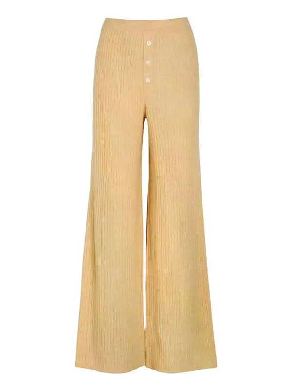 Guest In Residence Ribbed-knit Button-front Trousers - Yellow