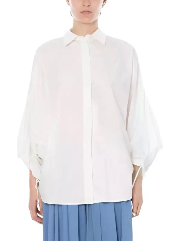 MEIMEIJ Balloon Sleeve Cut-out Shirt - White